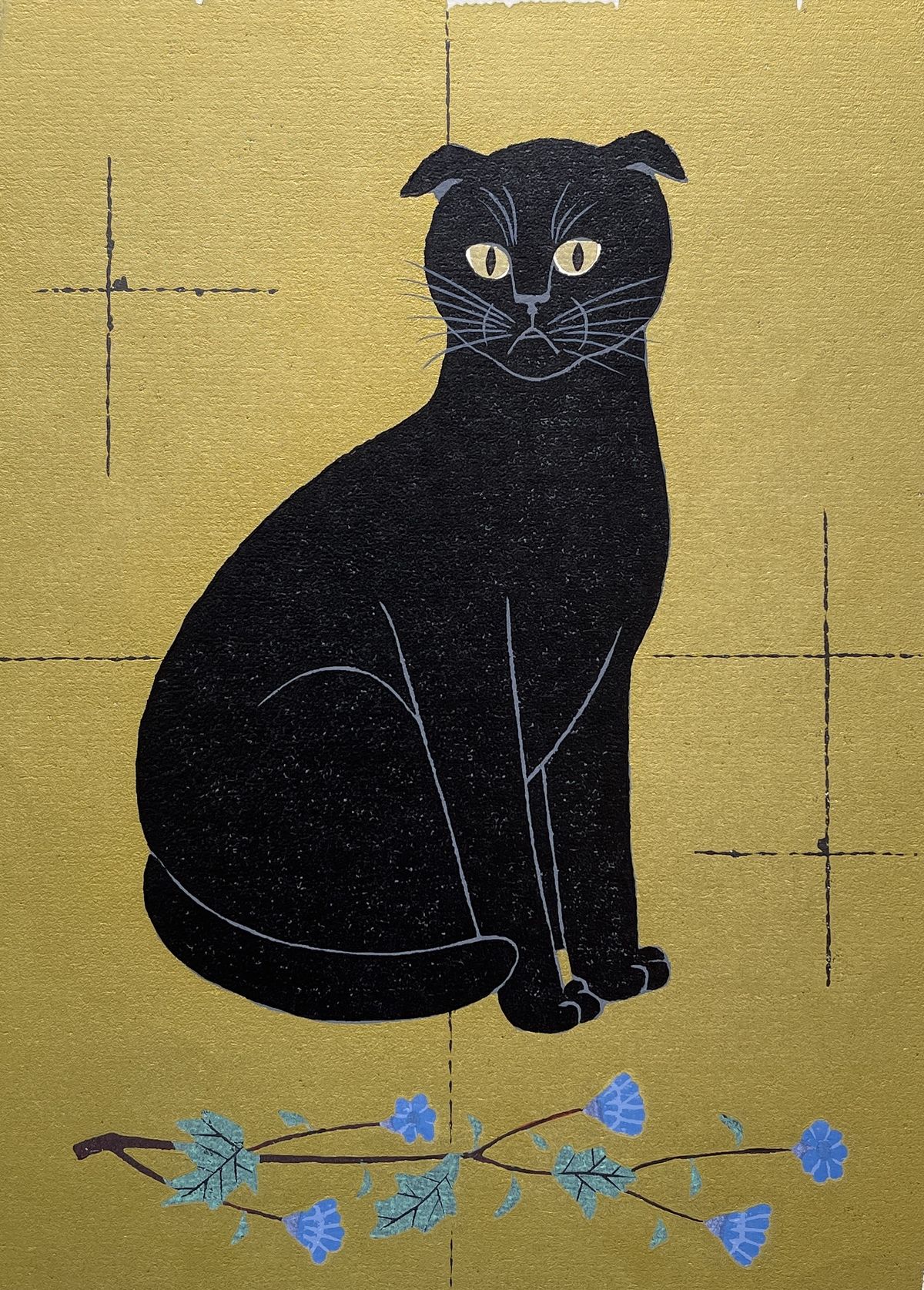 Cat Poses 11 - Black Cat - Nishida Tadashige - Japanese Prints ...