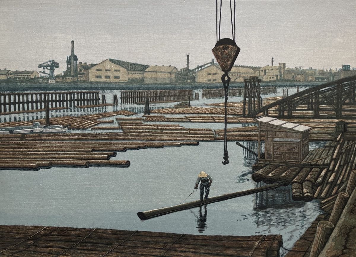 Rainy Season in Shinkiba - Sugiyama Mototsugu - Japanese Prints ...