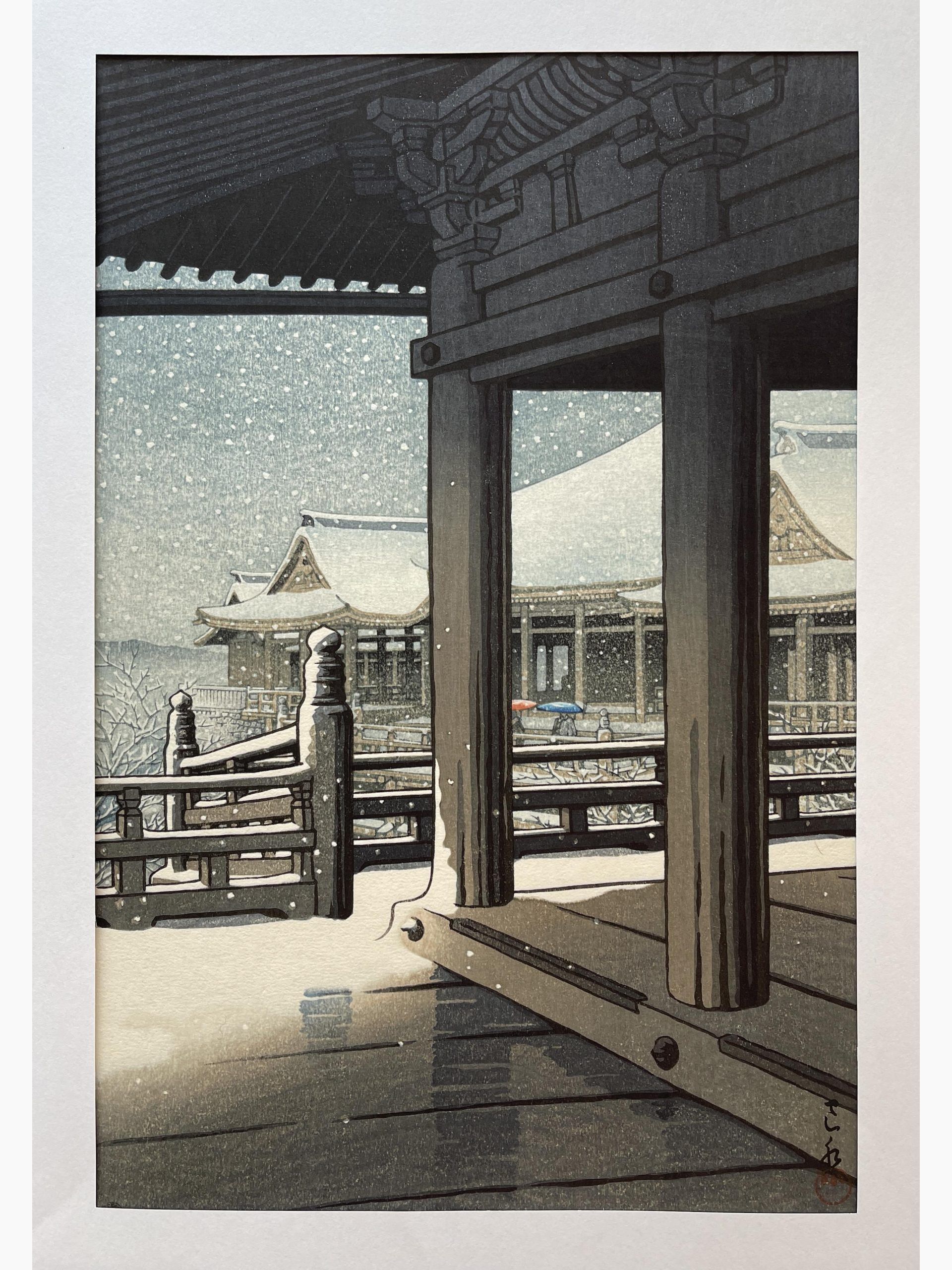 Evening Snowfall at Kiyomizu Temple - Kawase Hasui - Japanese Prints ...