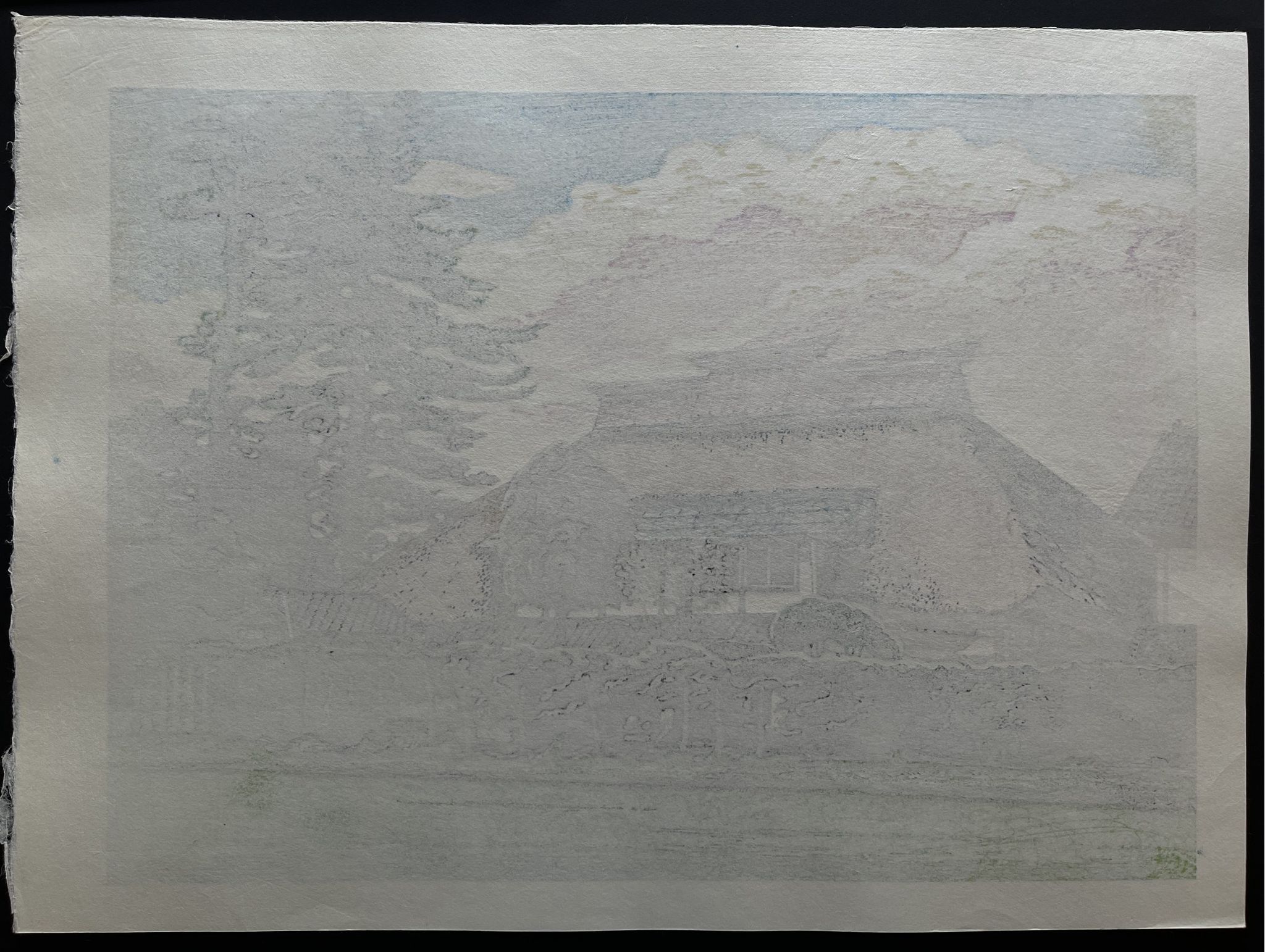 A Traditional House with Pine Trees - Koichi Maeda - Japanese Prints ...