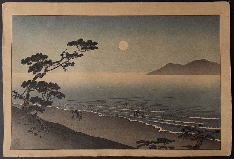 Suma Beach at Night - Arai Yoshimune - Japanese Prints - Nipponprints.com